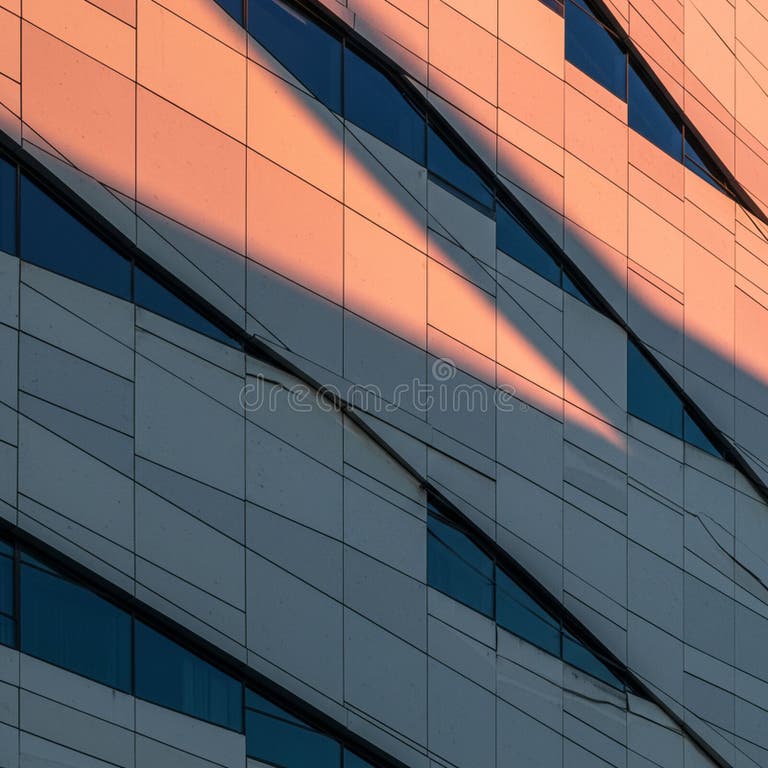 Modern Building Facade with Rectangular Glass Windows and Smooth ...