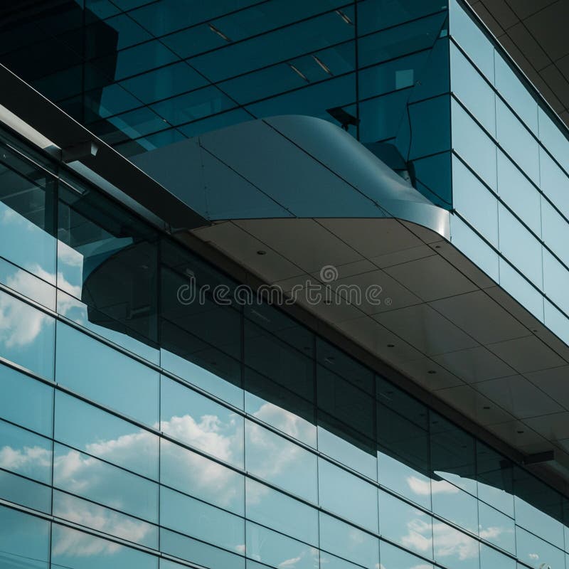 Modern Building Facade with Reflective Glass Panels, Capturing Blue Sky ...
