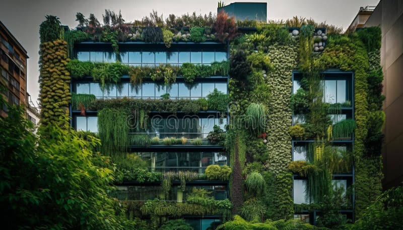 Modern Building Facade Reflects Nature Growth Patterns Generative AI ...