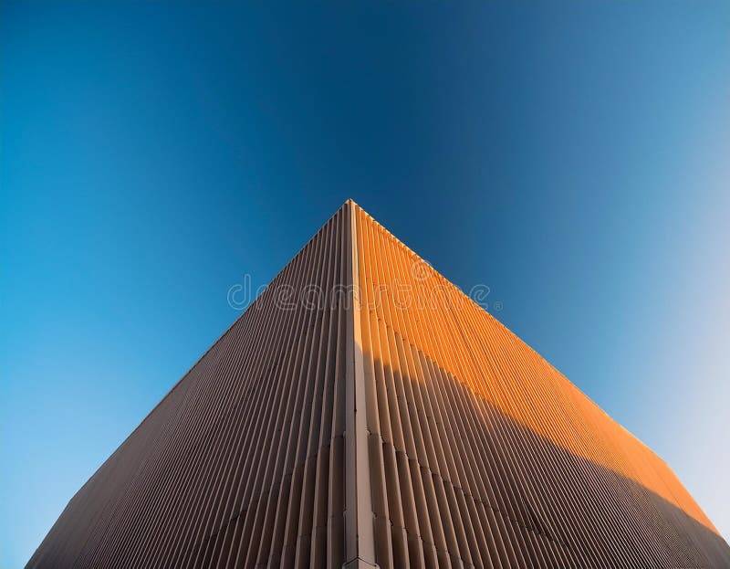 Modern Building Facade with Sharp Angles in Golden Hour Lighting Stock ...