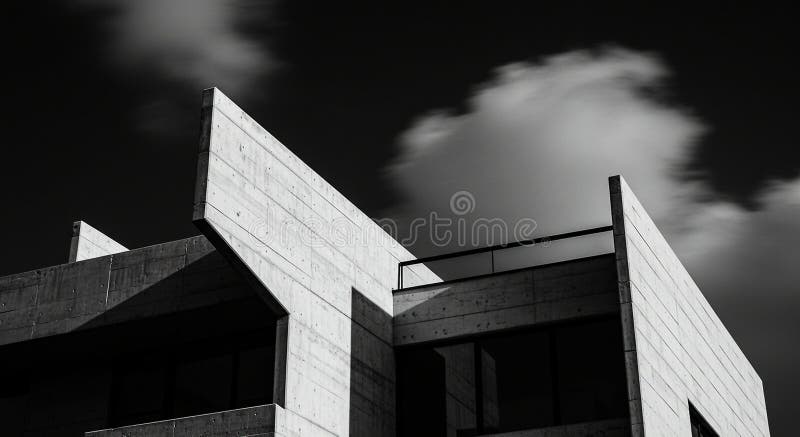 Modern Building Facade with Sharp, Angular Concrete Structures ...