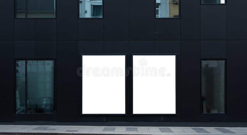 Modern Building Facade with a Sleek, Dark Paneled Design. Features Multiple Stock Illustration ...