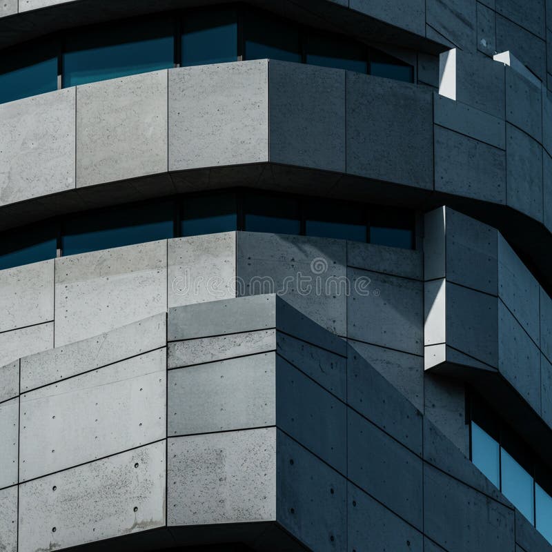Modern Building Facade with Smooth Concrete Panels and Sleek ...
