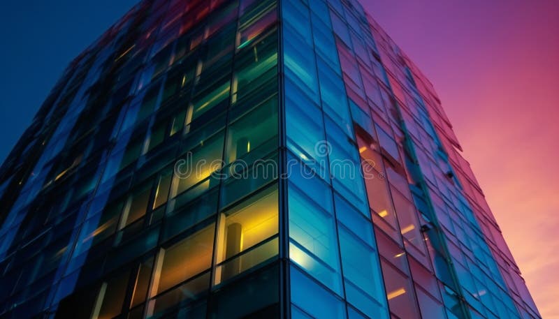 Modern Building Facade in Sunset Scene Generative AI Stock Illustration ...