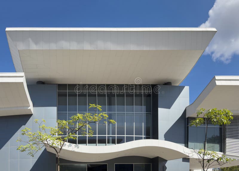 Modern Building Facade with Tree Stock Image - Image of architectural ...