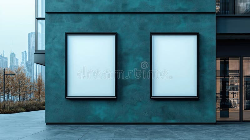 Modern Building Facade with Two Empty Frames. Suitable for Advertising ...