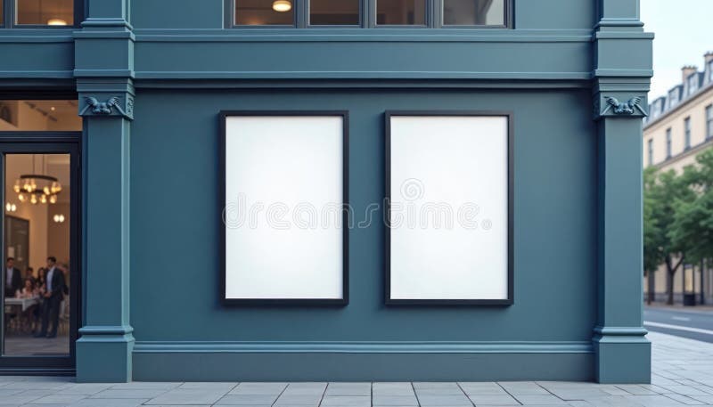 Modern Building Facade with Two Empty Frames. Suitable for Advertising ...
