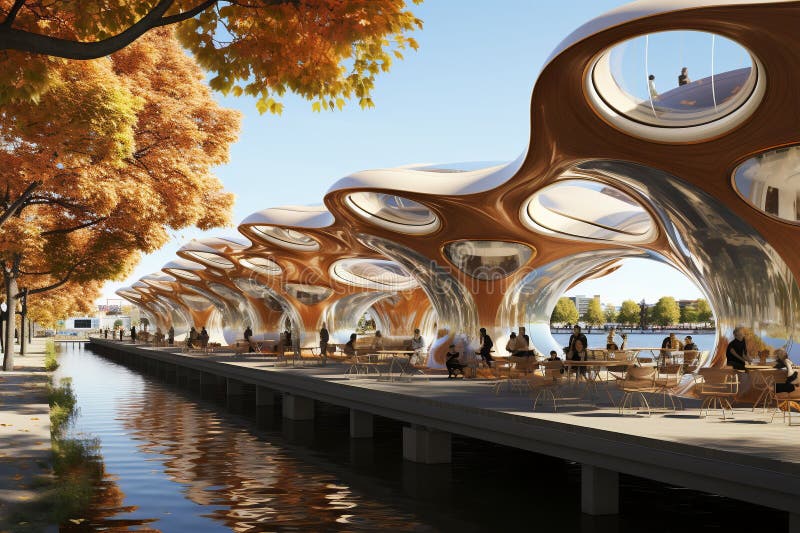 Modern Building Features an Impressive Design, with Multiple Arches. AI ...