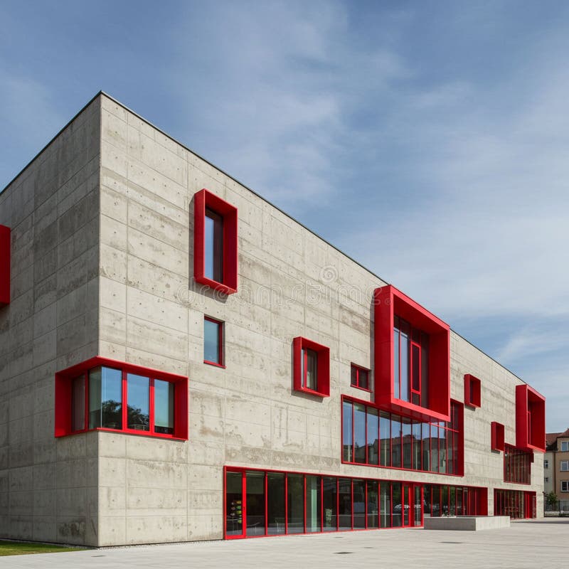 Modern Building Featuring a Minimalist Design with a Concrete Facade ...