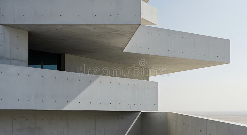 Modern White Concrete Building with Abstract Architectural Elements ...