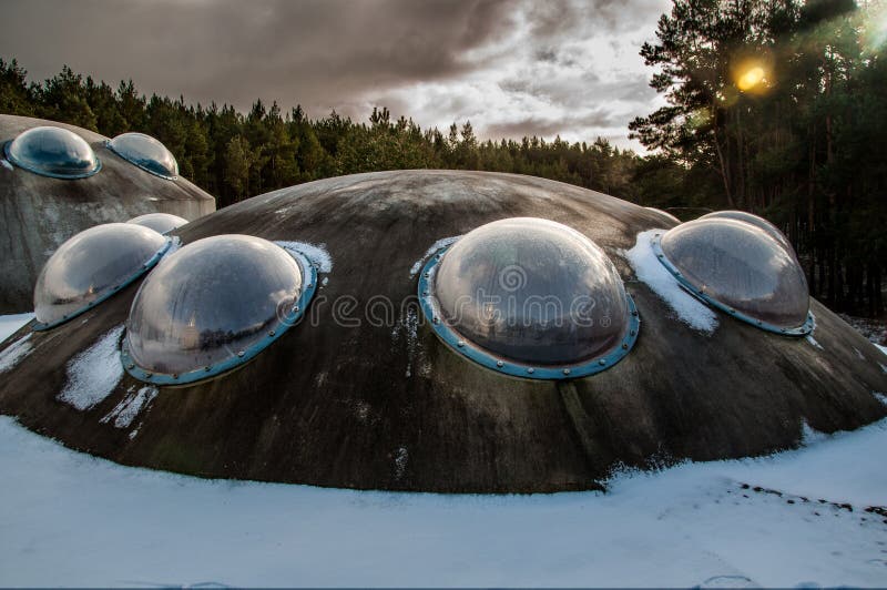 Solar Eclipse, Modern Building in Forest Stock Photo - Image of future ...
