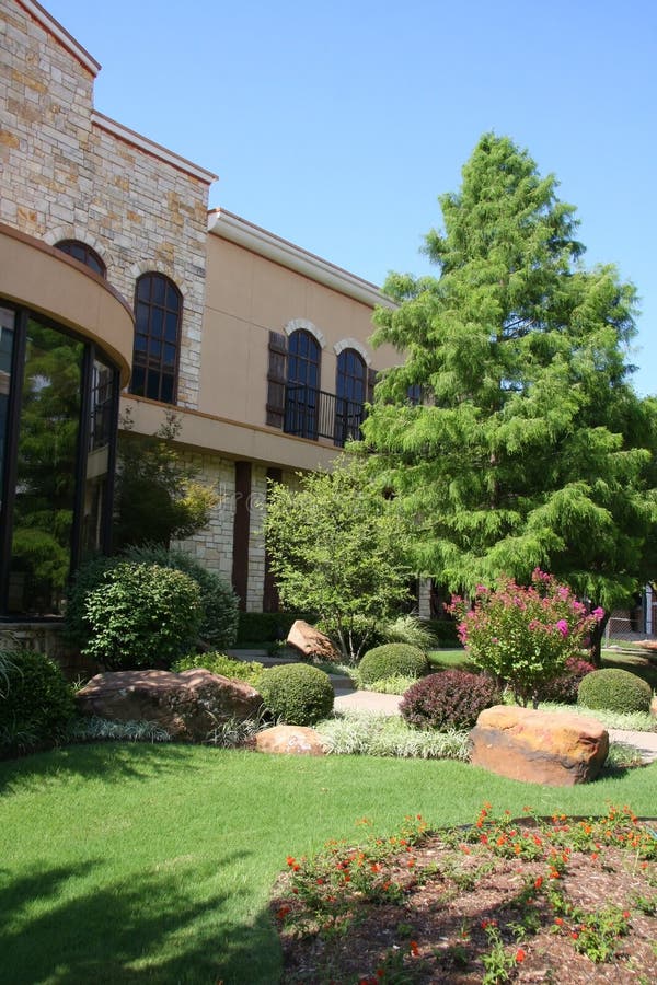 Modern building and garden stock photo. Image of nature - 32664362