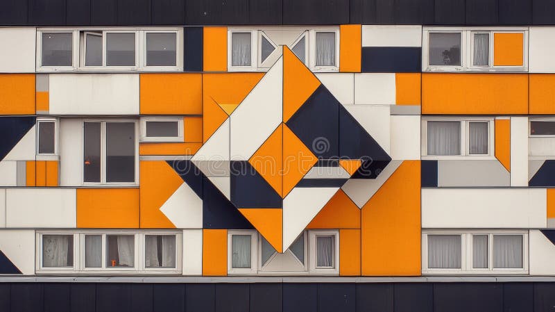 A Modern Building with a Geometric Design. Stock Image - Image of shade ...