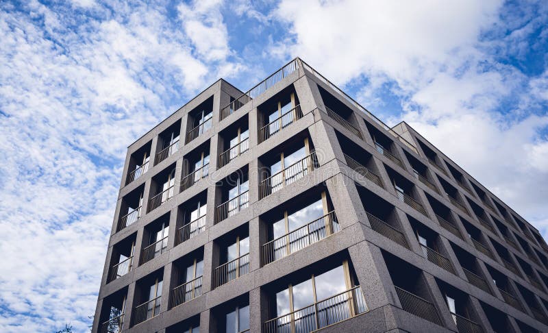 Modern Building with Glass Facade at the Clear Sky Background Stock ...