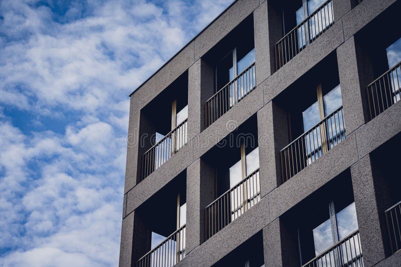 Modern Building with Glass Facade at the Clear Sky Background Stock ...