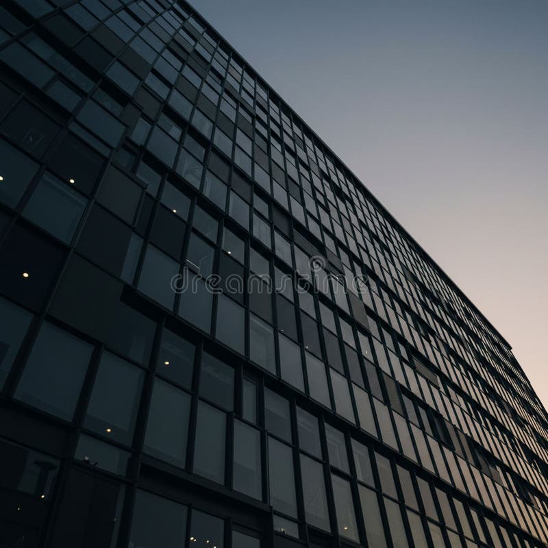 Modern Building with a Glass Facade Featuring a Grid Pattern of Large ...