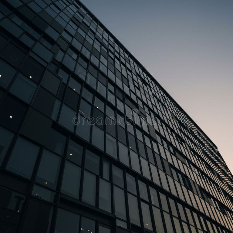 Modern Building with a Glass Facade Featuring a Grid Pattern of Large ...