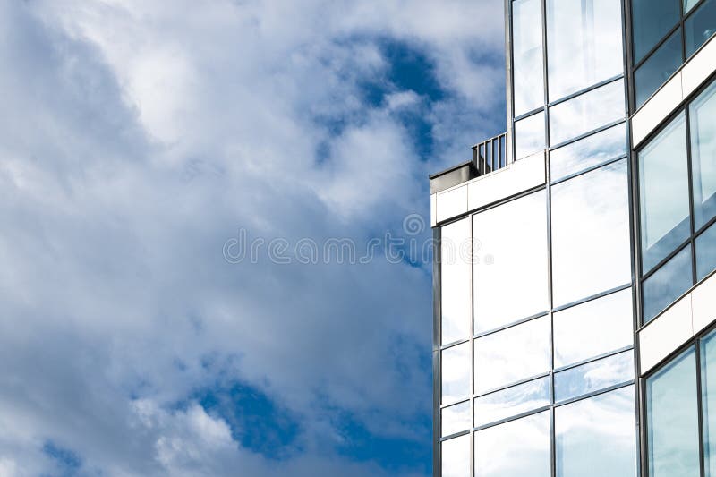 Modern Building Glass Facade Frame Work Pattern Corner Dramatic ...