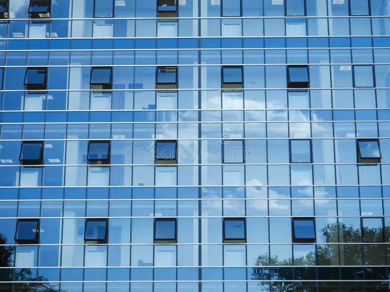 Modern Building Glass Windows with Sky Reflection Stock Image - Image ...