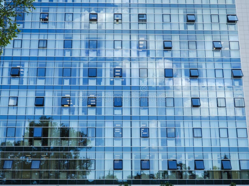 Modern Building Glass Windows with Sky Reflection Stock Photo - Image ...