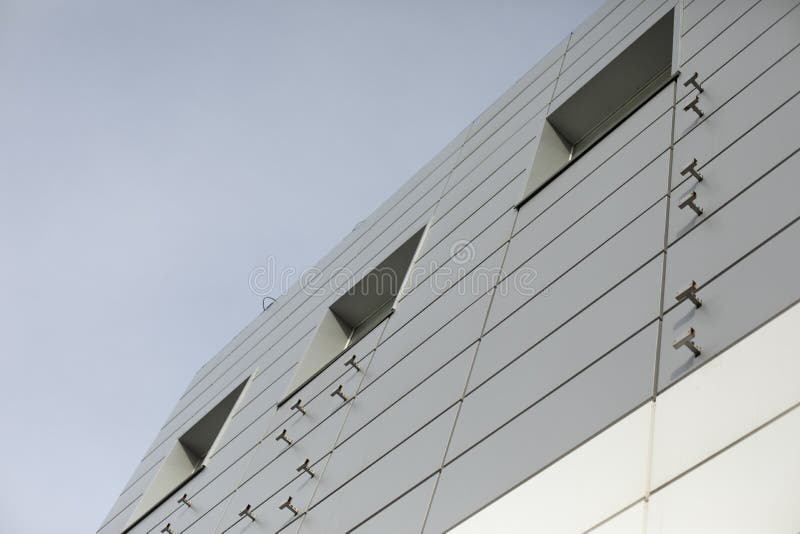 Modern Building is Gray in Color. Facing Panel on Office Building Stock ...