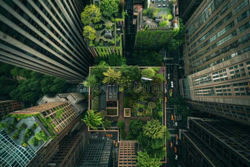 Modern Building with Green Rooftops, Top View Stock Image - Image of ...