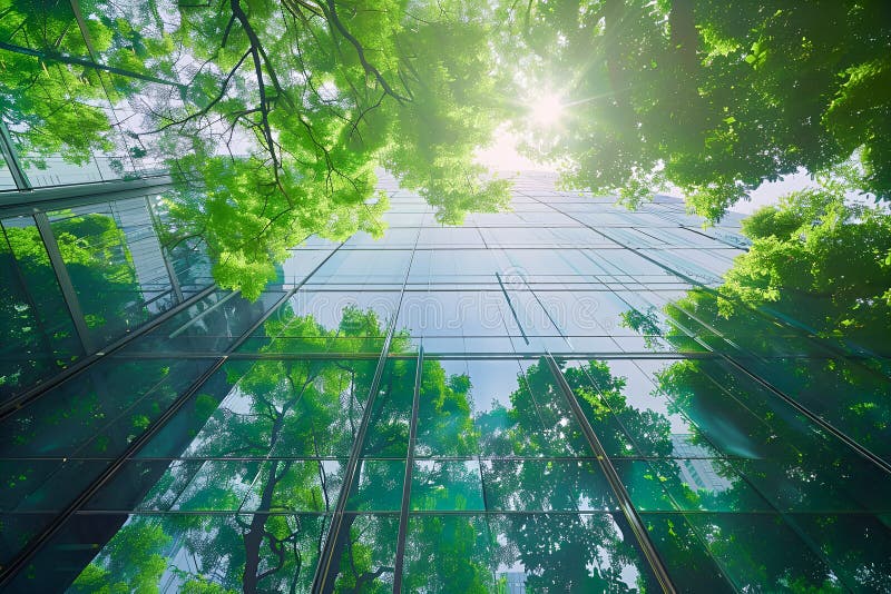 Modern Building with Green Trees. Sustainable Built Environment Stock ...