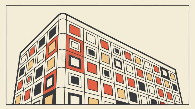 Modern Building with Grid Pattern Windows, Vector Design Generative AI ...