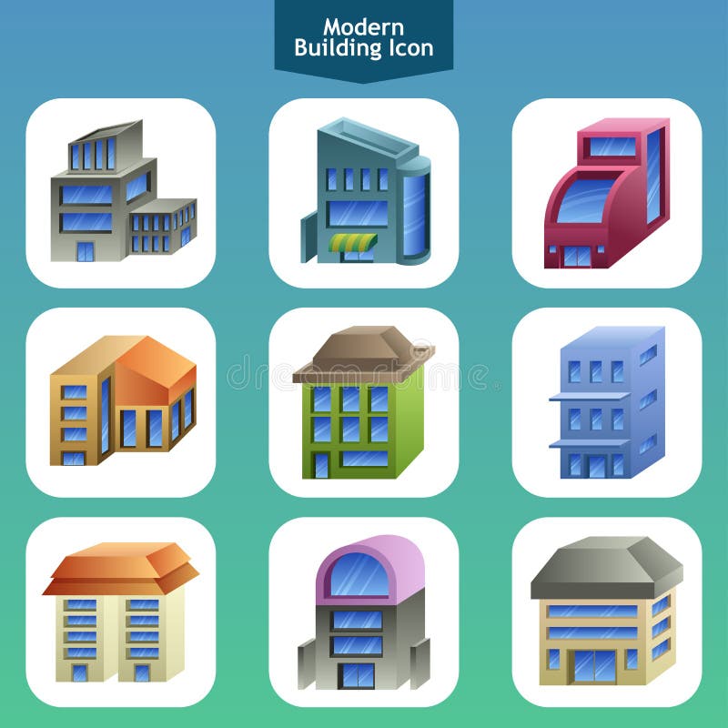 Modern building icons stock vector. Illustration of suburb - 35330584