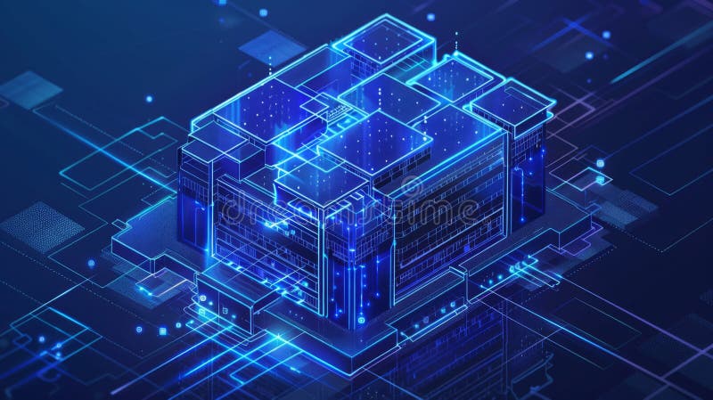 Abstract Building Lit Up with Blue Lights Stock Photo - Image of ...