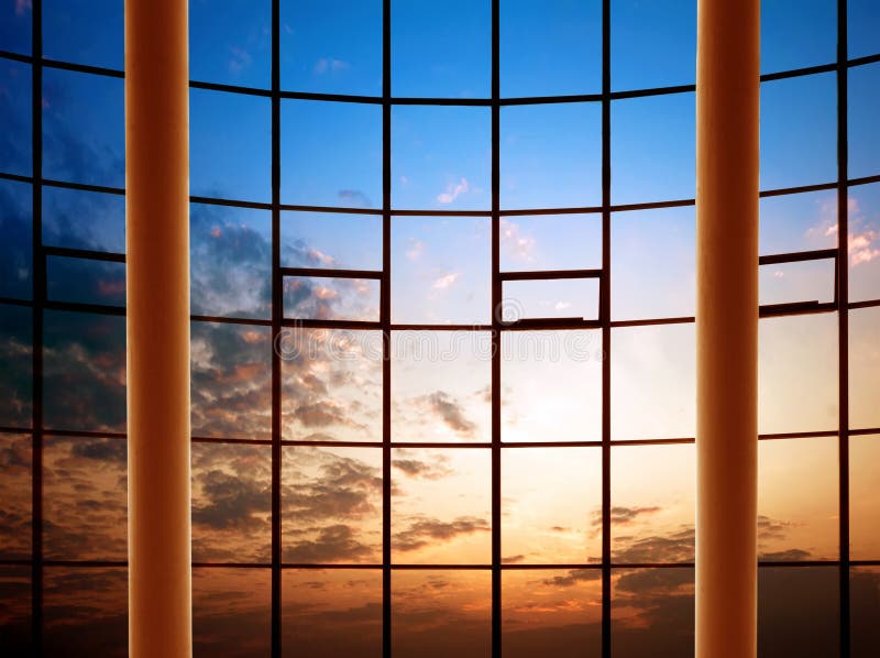 Modern Building Indoor: Office Window Stock Image - Image of abstract ...