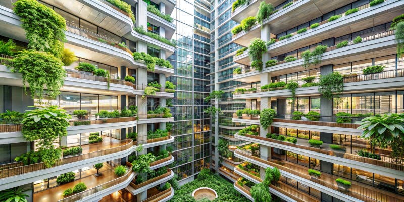 Modern Building Indoor Plants Multi Level Planting Skyscraper AI ...