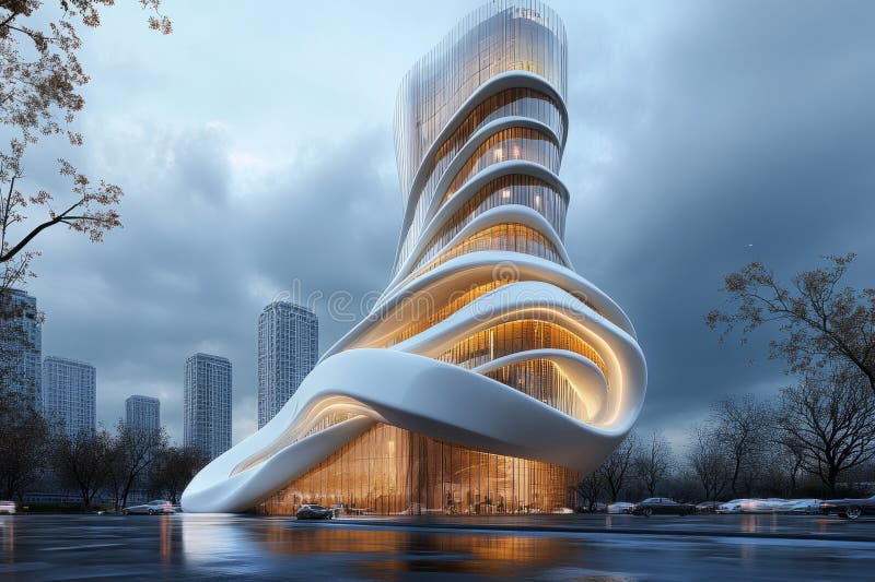Modern Building with Innovative, Swirling Architecture and Urban ...