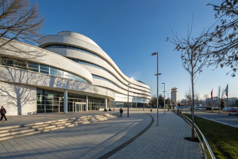 A Modern Building with Interesting Architectural Curves Stock ...
