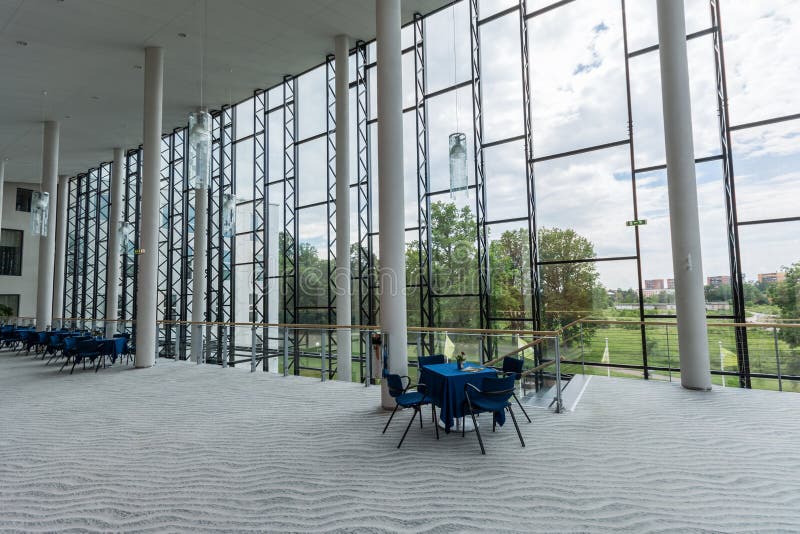 Modern Building Interior. Office Building. Big Bright Windows. Stock ...