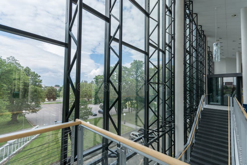 Modern Building Interior. Office Building. Big Bright Windows. Stock ...