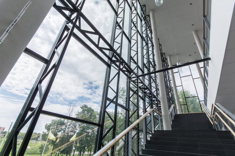 Modern Building Interior. Office Building. Big Bright Windows. Stock ...