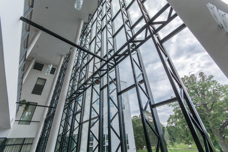 Modern Building Interior. Office Building. Big Bright Windows. Stock ...