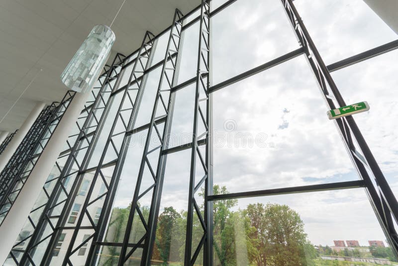 Modern Building Interior. Office Building. Big Bright Windows. Stock ...