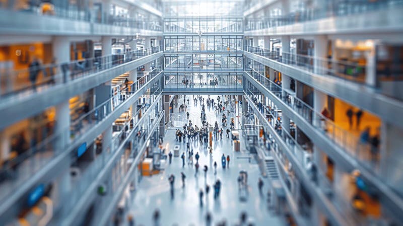 Modern Building Interior with People.Dynamic Spaces Stock Illustration ...