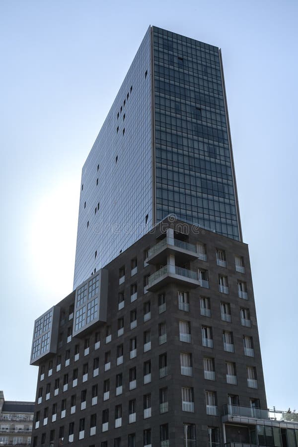 Modern Building in Its Lower Part Built of Brick and in the Upper Part ...