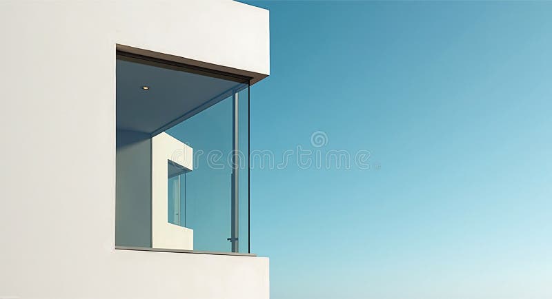 Modern Building with Large Glass Windows Reflecting the Blue Sky and ...