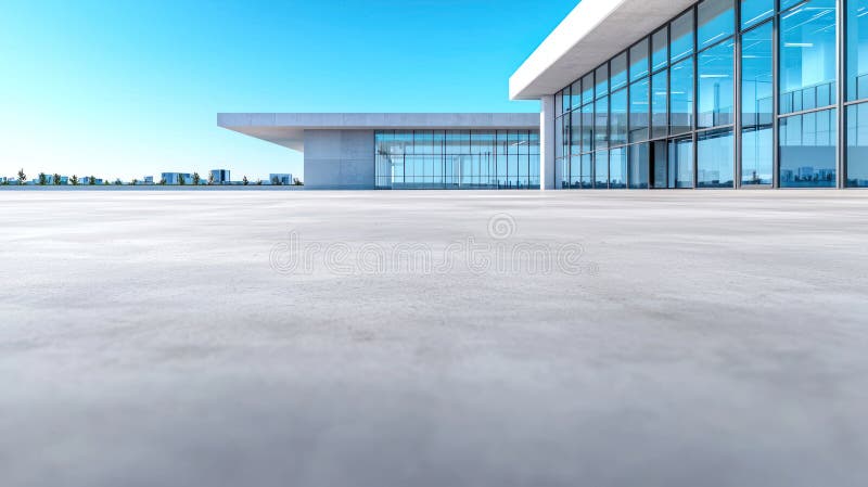 Modern Building with Large Glass Windows and Smooth Concrete Surface ...