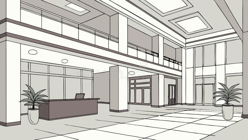 Modern Building Lobby Interior, Office Reception, Corporate Space ...