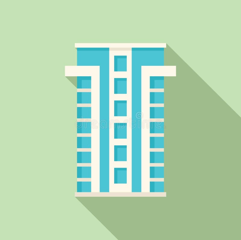 Modern Building with Long Shadow Flat Design Illustration Stock ...