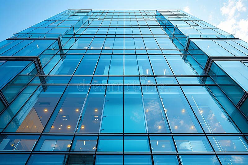 Modern Building with Many Windows and a Blue Sky in the Background ...