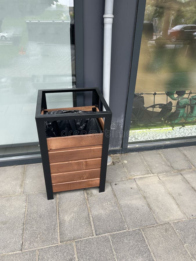 Modern Building with Metal Trash Stock Image - Image of outside ...