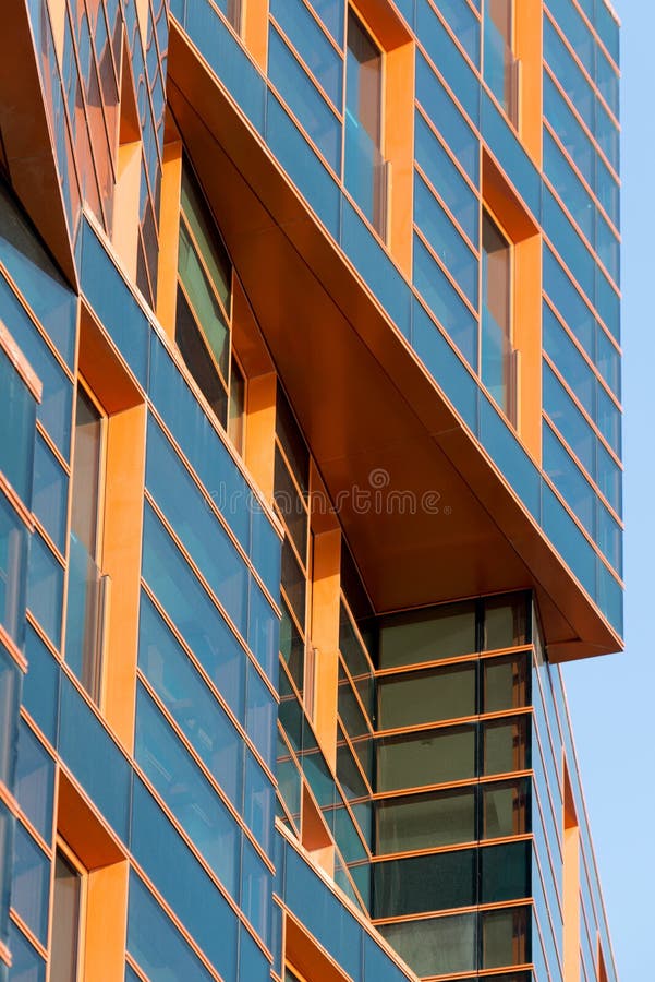 Modern Building Mirror Facade in Blue Tone Stock Image - Image of ...