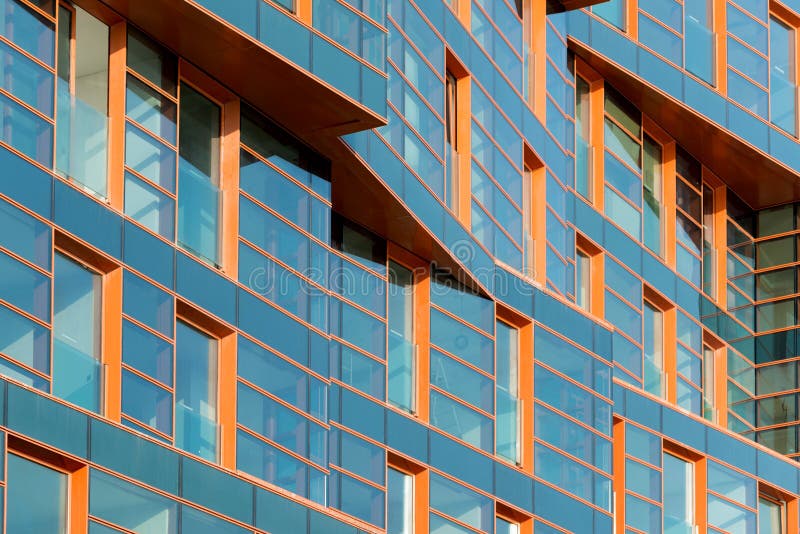 Modern Building Mirror Facade in Blue Tone Stock Photo - Image of ...