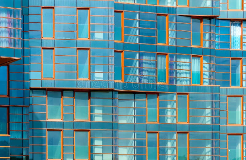 Modern Building Mirror Facade in Blue Tone Stock Image - Image of ...